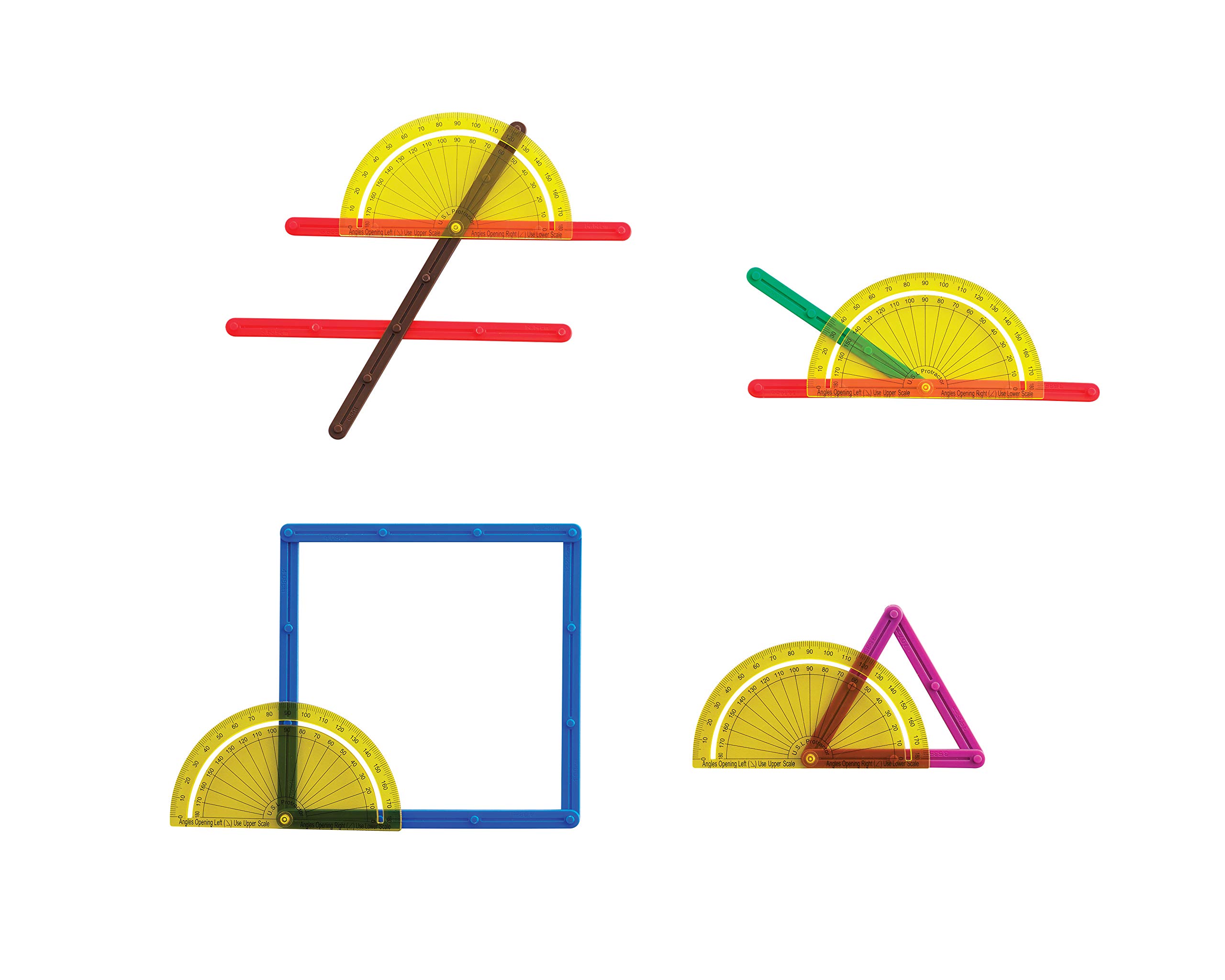 LEARNING ADVANTAGE GeoStix Basic Set - 80 Construction Sticks - 24 Activity Cards - 2 Protractors - Build 2D Shapes and Measure Angles - Teach Geometry with Construction
