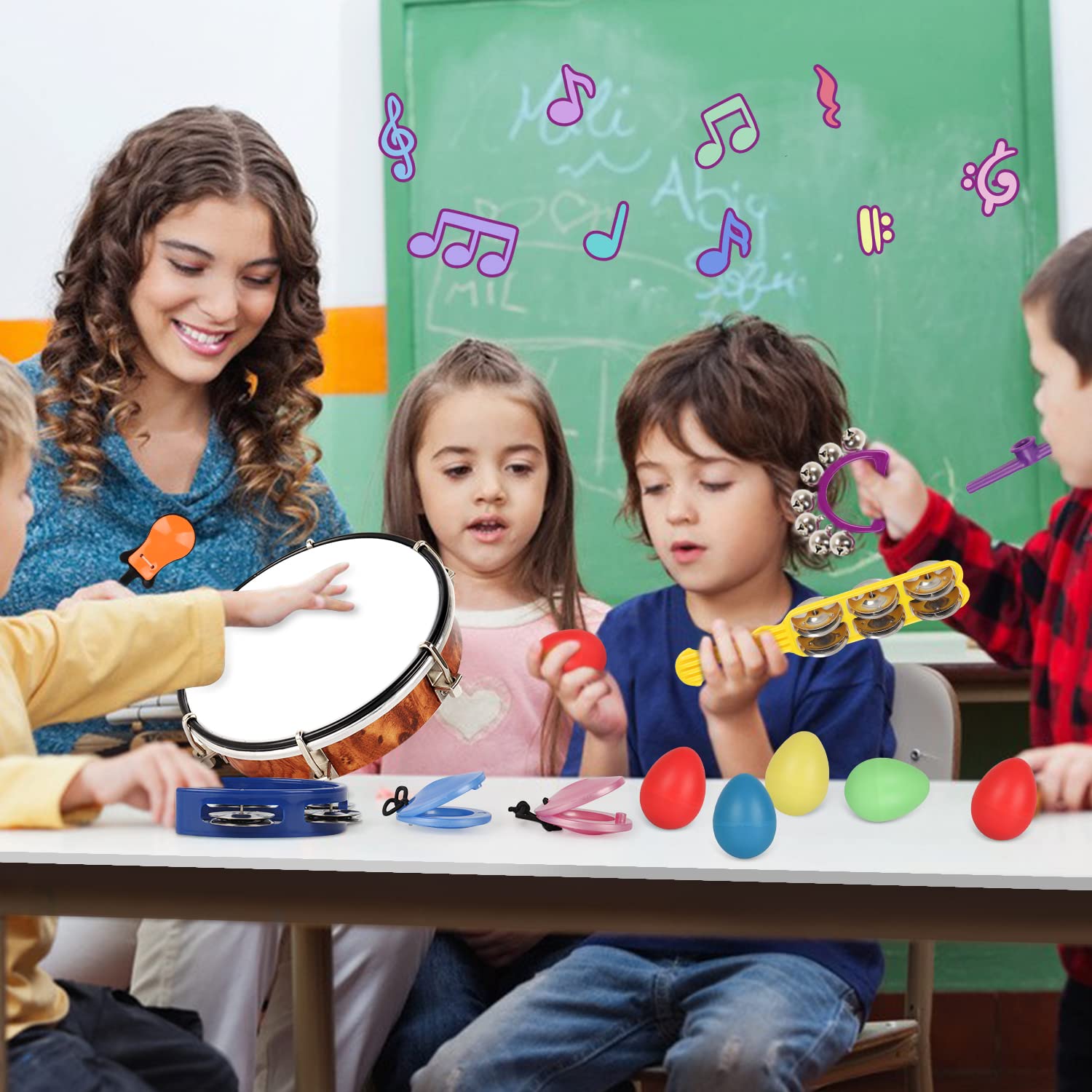 MUSCELL Kids Musical Instruments Set,Plastic Music Preschool Instruments for Kids,Early Percussion Learning Toys for Toddlers 3+