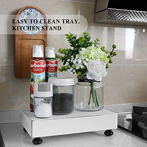 GBtroo Wood Riser for Display β Premium Home Decor for Bathroom β Display Stand with Non-Slip Mat β Eye-Catching Wooden Tray Sink Organizer β Charming in Any Home