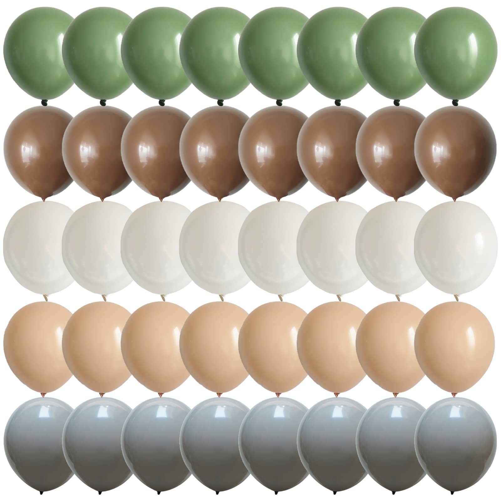 Sage Green Brown Nude Balloons White and Gray Balloons for Ivory Colorful Eucalyptus Baby Shower Engagement Wedding Wild one Woodland Teddy Bear Themed Birthday Party Decorations 10 inch 50 packs