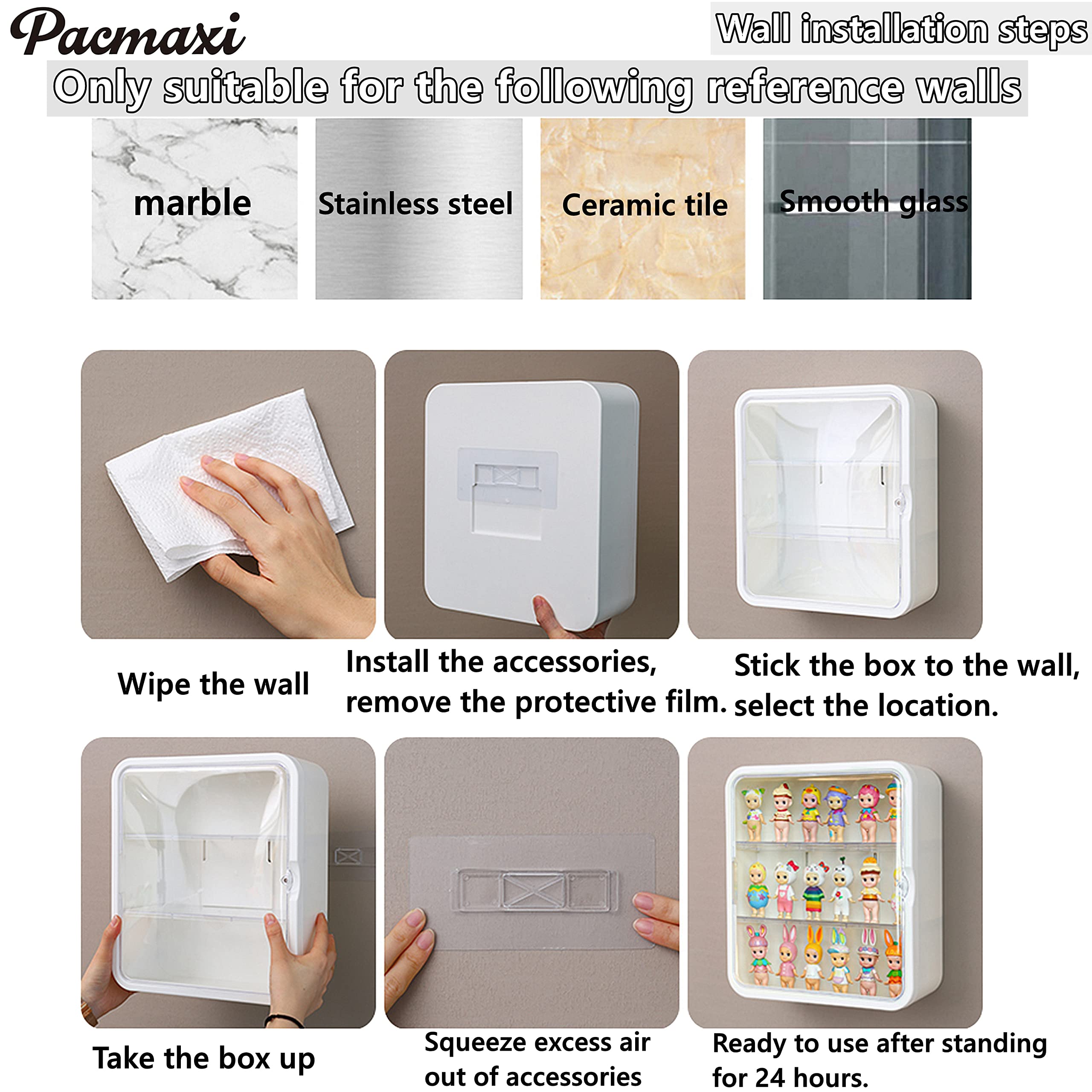 PACMAXI Acrylic Display Case for Mini Funko Pop Figures, Display Cabinet for Mini Funko Pop Figures, Clear Storage Box Cabinet Organizer for Mini Toys, Collections and Stone Rock (Wall Mounted)
