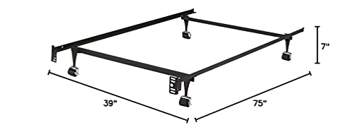 King's Brand Furniture - Heavy Duty Metal Twin Size Bed Frame with Rug Rollers & Locking Wheels