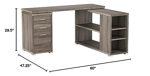 Monarch Specialties Hollow-Core Left or Right Facing Corner Desk, Dark Taupe