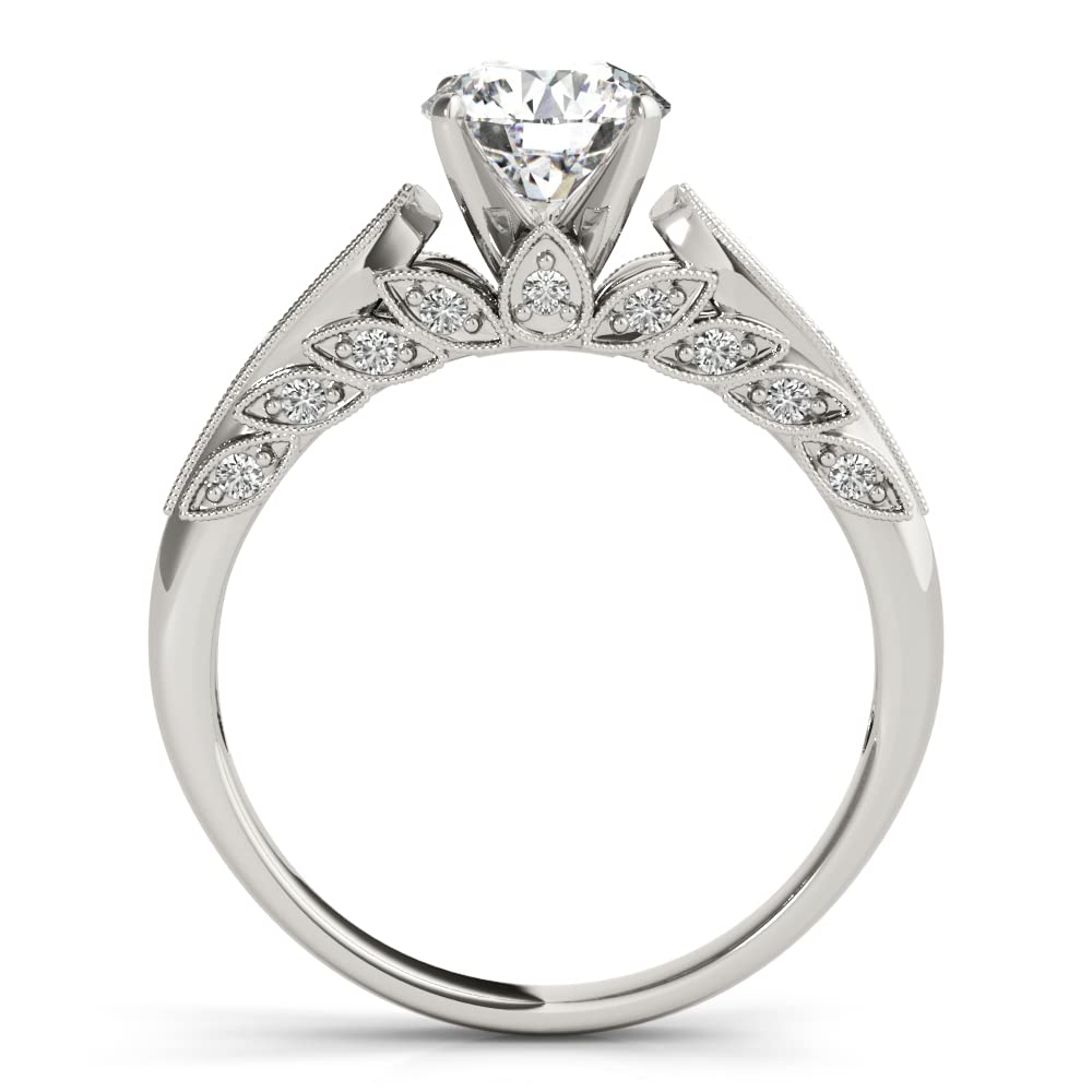 Blocaci Engagement Ring 1.5 CT Round Cut Graduated Floral Moissanite Engagement Rings for Women 10k White Gold Size 5