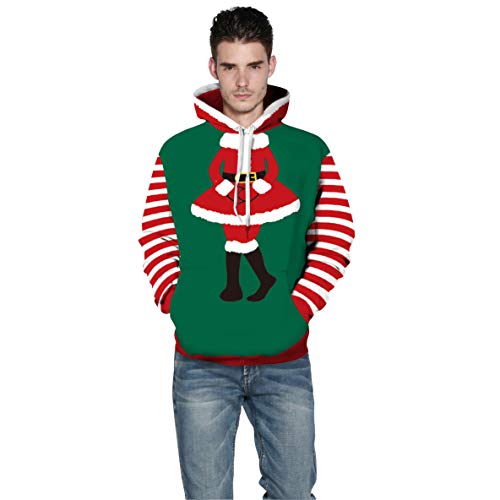 Hoodies for Men Thenlian Men's Autumn Winter 3D Print Long Sleeve Hooded Sweatershirt Top Blouse(Green, XXL/XXXL)