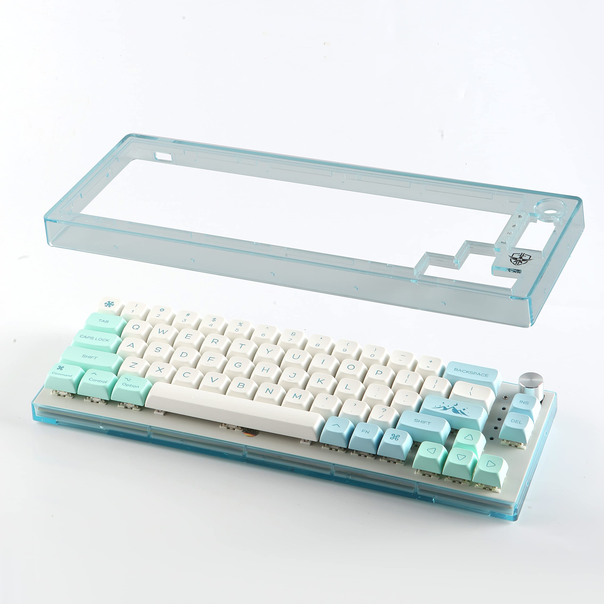 BOYI TD66 RGB Tri-Mode Hot Swappable 65% Mechanical Gaming Keyboard with Knob,66 Key 2.4Ghz/Bluetooth 5.0/Wired Gateron Yellow Switch Programmable Keyboard(Snow Mountain XDA Keycaps)