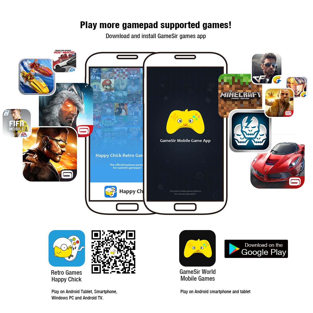 GameSir T1 Bluetooth Wireless Controller Android PUBG Gamepad, Wired USB PC Gaming Controller(Windows 7/8/10), PS3