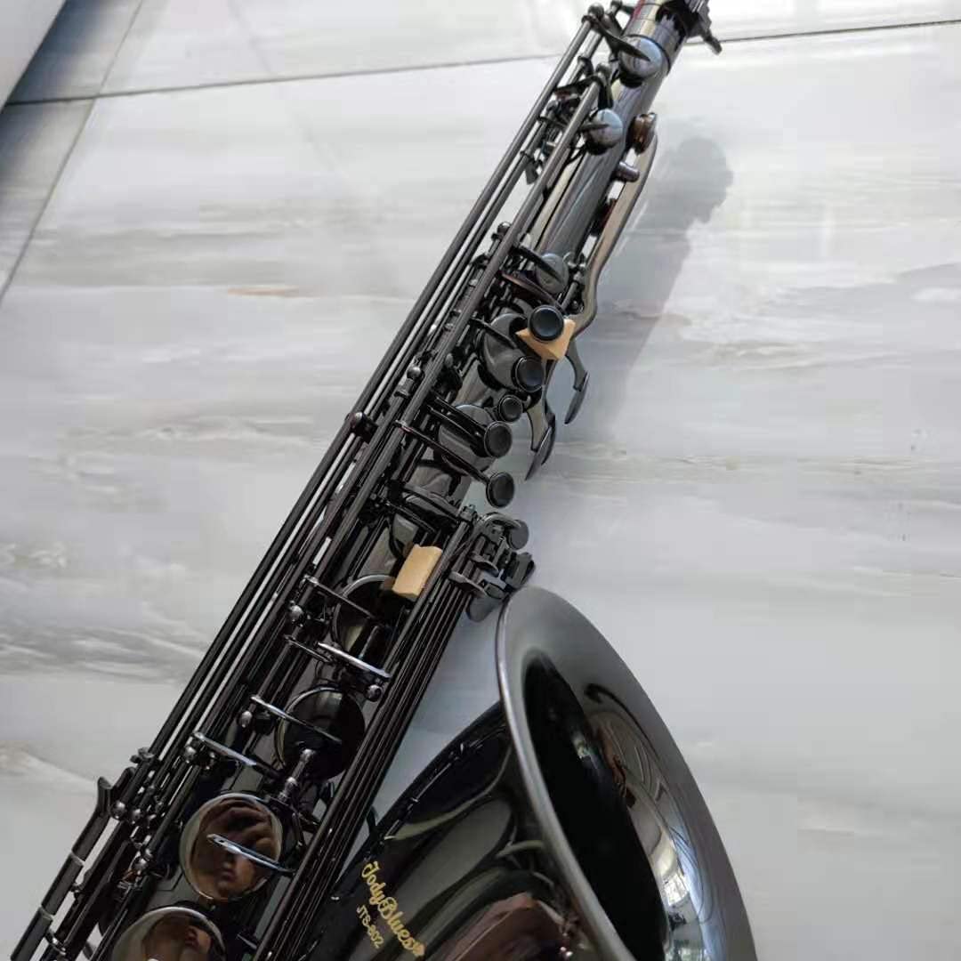 JodyBlues JTS-802 Tenor Saxophone Bb Professional Black lacquered Tenor Sax with Cleaning Cloth,Gloves, Carrying Case, Mouthpiece, Neck Straps,Reeds