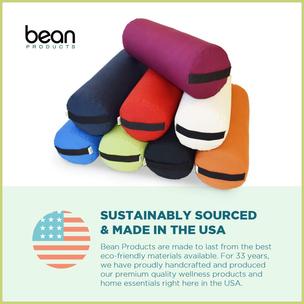 Bean Products Yoga Bolster - Handcrafted in The USA with Eco Friendly Materials - Studio Grade Support Cushion That Elevates Your Practice & Lasts Longer - Round, Cotton Orchid