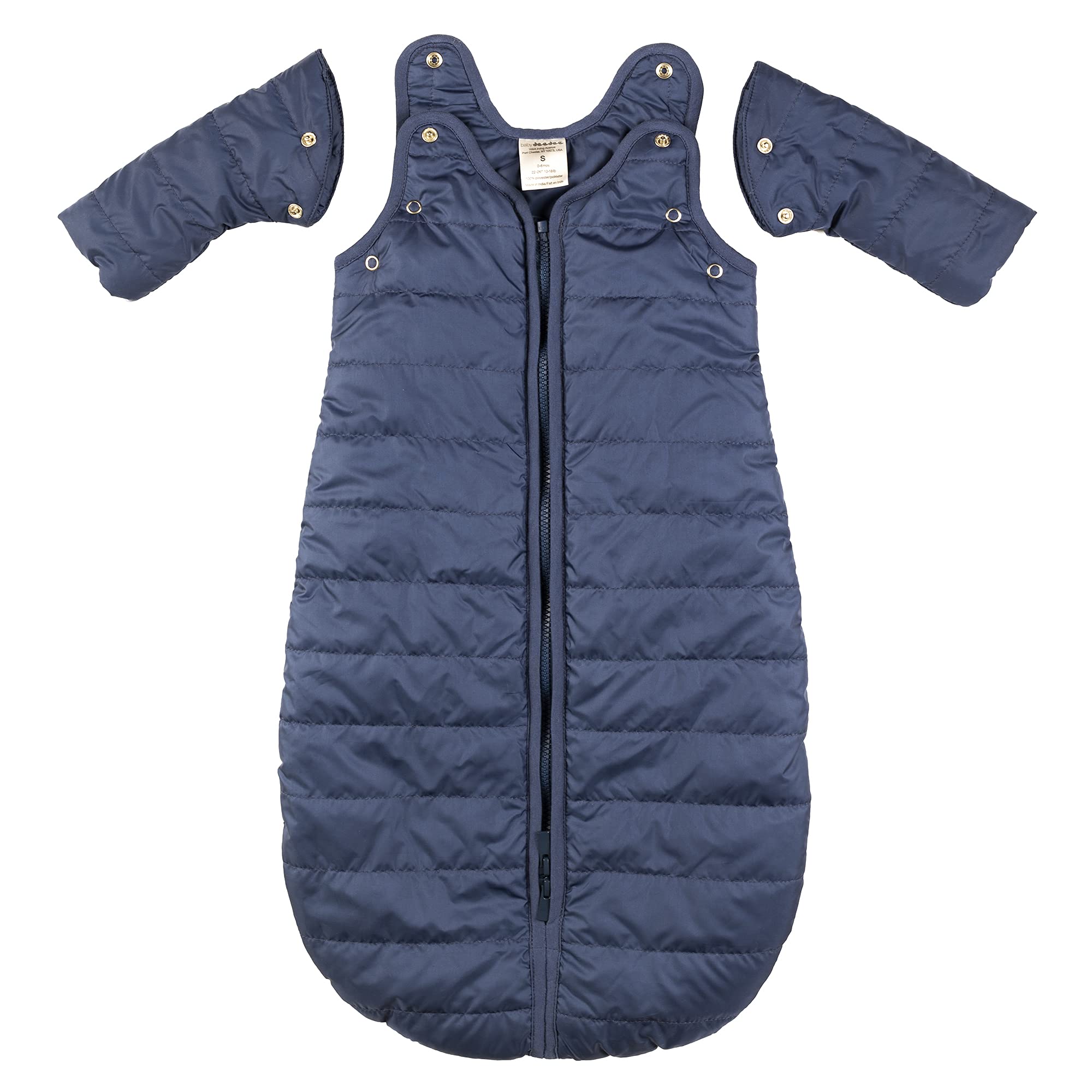 baby deedee Sleep Nest Travel Quilted Baby Sleeping Bag Sack with Sleeves, Gray Skies, Medium (6-18 Months)
