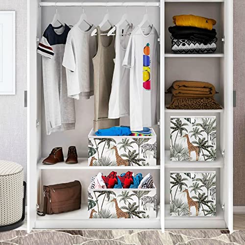 RunningBear Giraffe Zebra Storage Basket Storage Bin Square Collapsible Storage Cubes Nursery Storage Hamper Organizer for Home Office