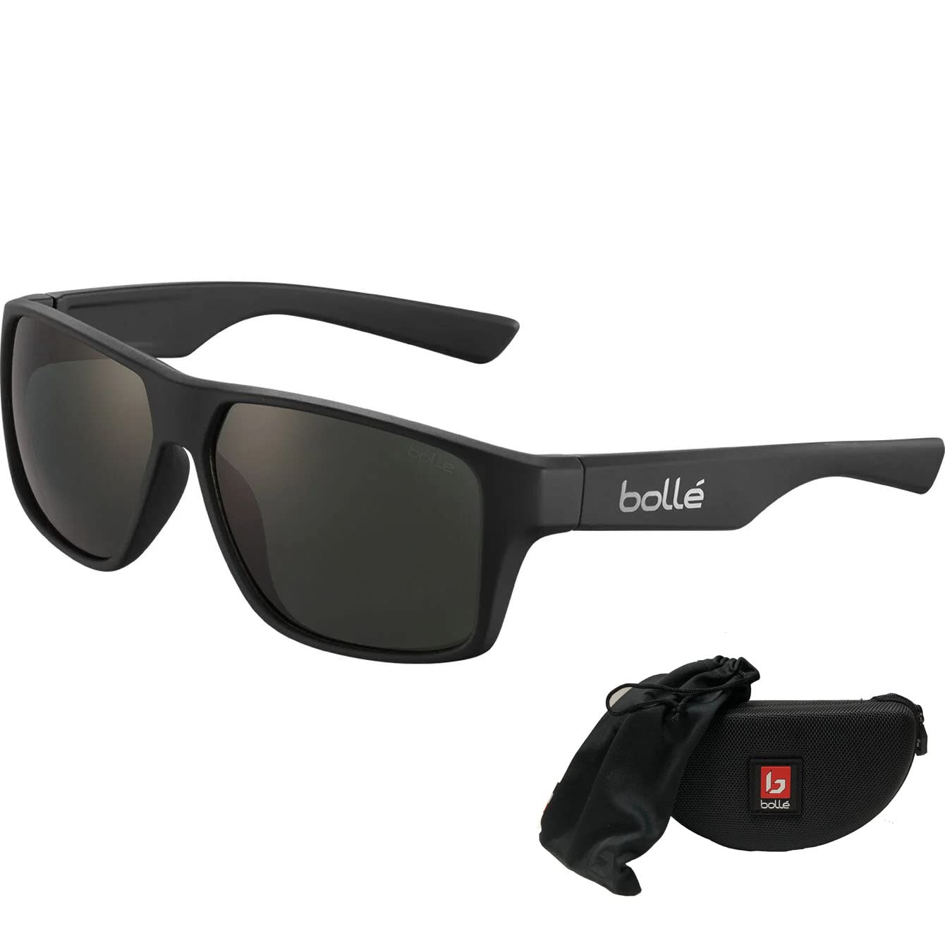 Bolle Brecken 12431 Matte Black/HD Polarized TNS 59MM Rectangular Sunglasses for Men+ BUNDLE With Designer iWear Eyewear Kit