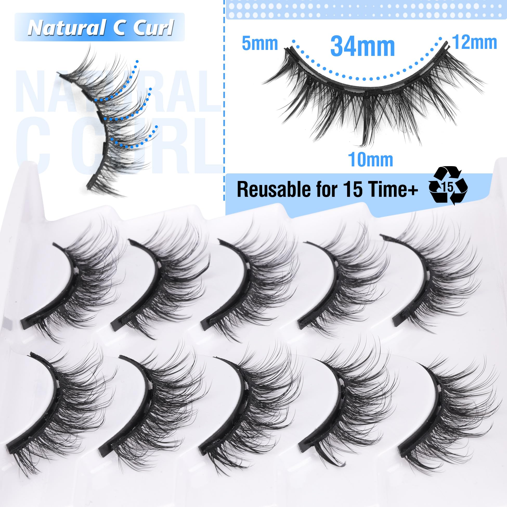 Colored Lashes Mink Fluffy Volume False Eyelashes 20MM Curly Long Dramatic Lashes with Color Full 5D Wispy Fake Eyelashes Pack 5 Pairs Pink Blue lashes by Mavphnee