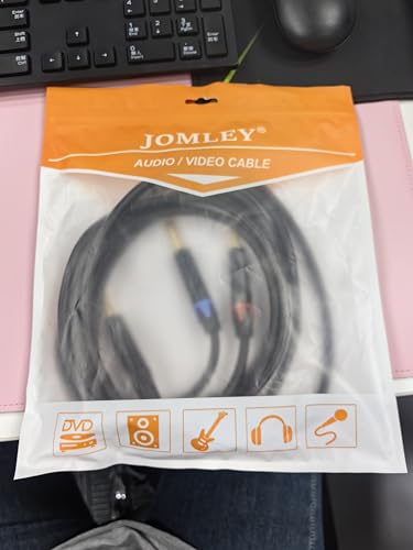 JOMLEY 1/4 inch TRS Stereo to Dual 1/4 inch TS Mono Insert Cable, TRS Stereo Y Splitter Insert Cable, 6.35mm TRS Male Stereo to Dual 6.35mm TS Male Mono Breakout Cable-6.6 Feet
