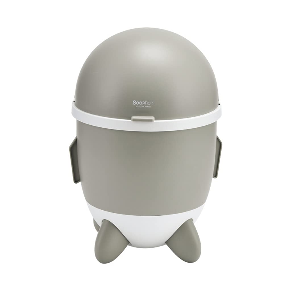 Beerty Trash Can - Creative Rocket Trash Can Household Rubbish Bin Plastic Storage Bins for Kitchen Bathroom Living Room Office Grey, approx.23.5x37cm9.25x14.57in