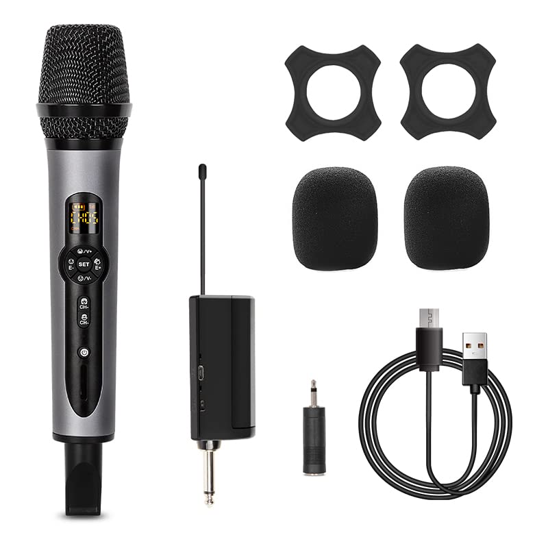 Bomaite H2 Wireless Microphone, Professional Dynamic Mic System for Karaoke Singing, Wedding, DJ, Party, Speech, Church, Class Use.Rechargeable Receiver, 164 Ft, UHF Dual Cordless Metal Microphone