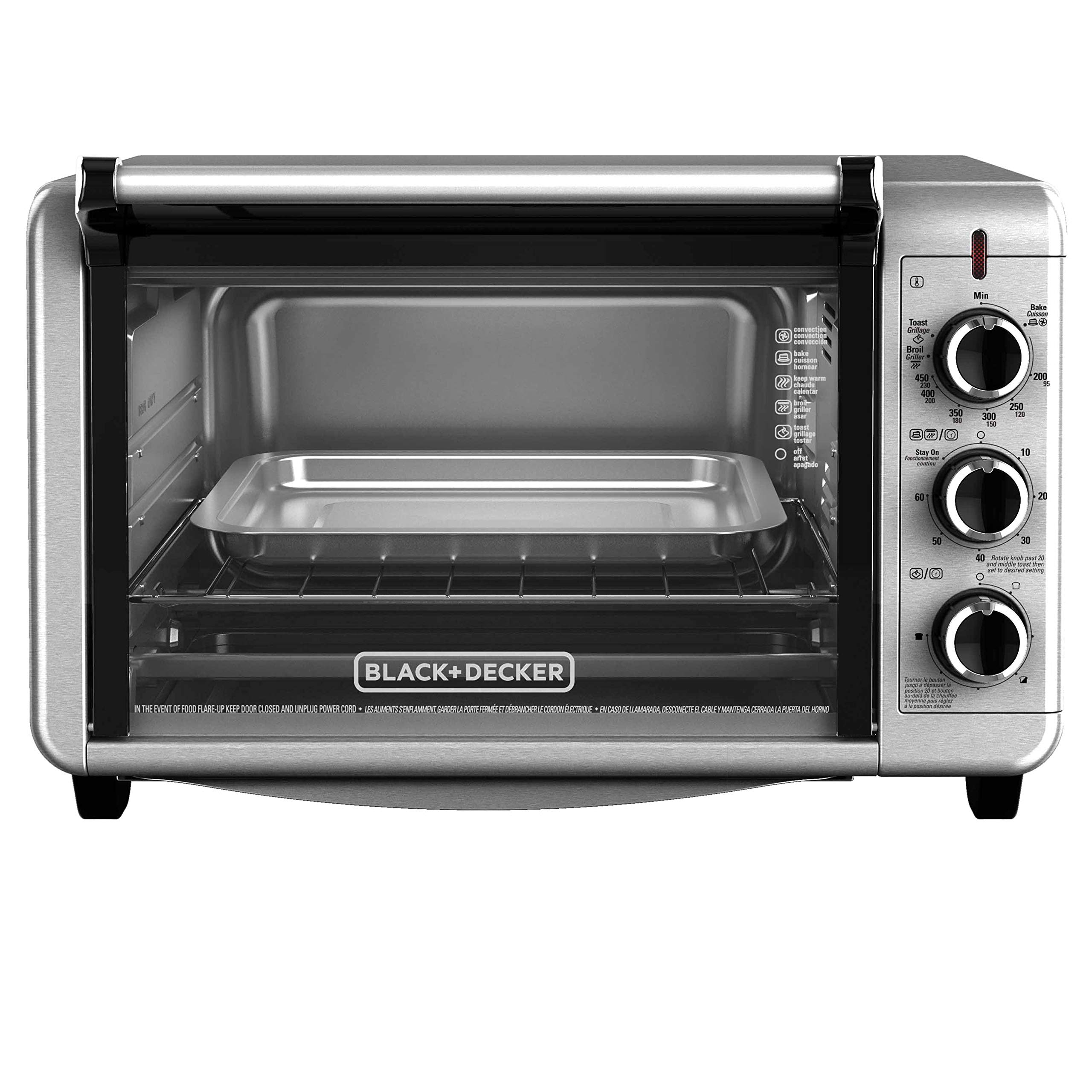 BLACK+DECKER TO3210SSD 6-Slice Convection Countertop Toaster Oven, Stainless Steel