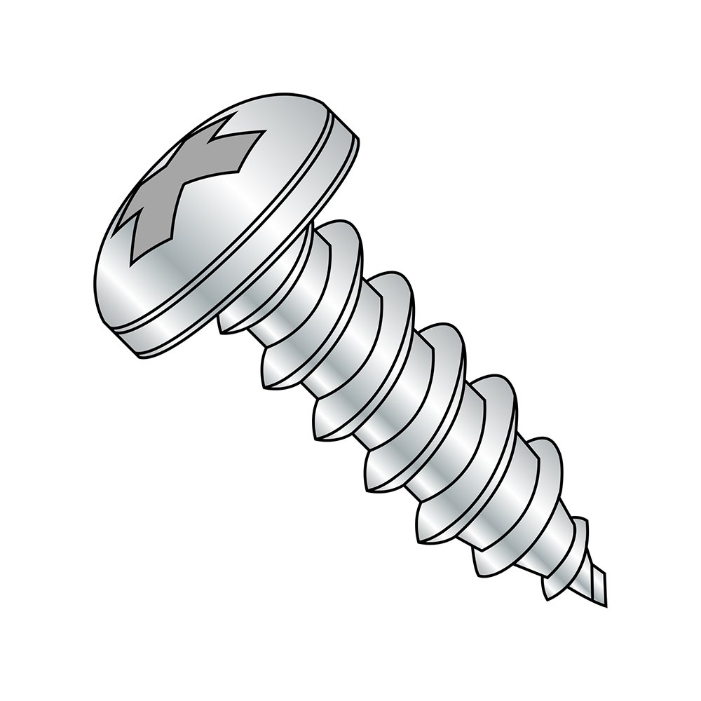 Small Parts 1020APP Steel Sheet Metal Screw, Zinc Plated, Pan Head, Phillips Drive, Type A, #10-12 Thread Size, 1-1/4" Length (Pack of 100)