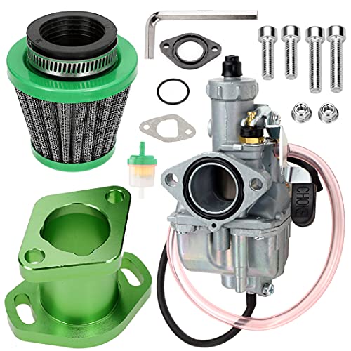 FVRITO Racing VM22 26mm Predator 212 Carburetor Carb for Mikuni Performance 212cc 196cc Engine Mini Bike GX200 GX160 CT200U KT196 Go Kart with 38mm Air Filter Intake Mainfold Upgrade Stage 1 kit Green