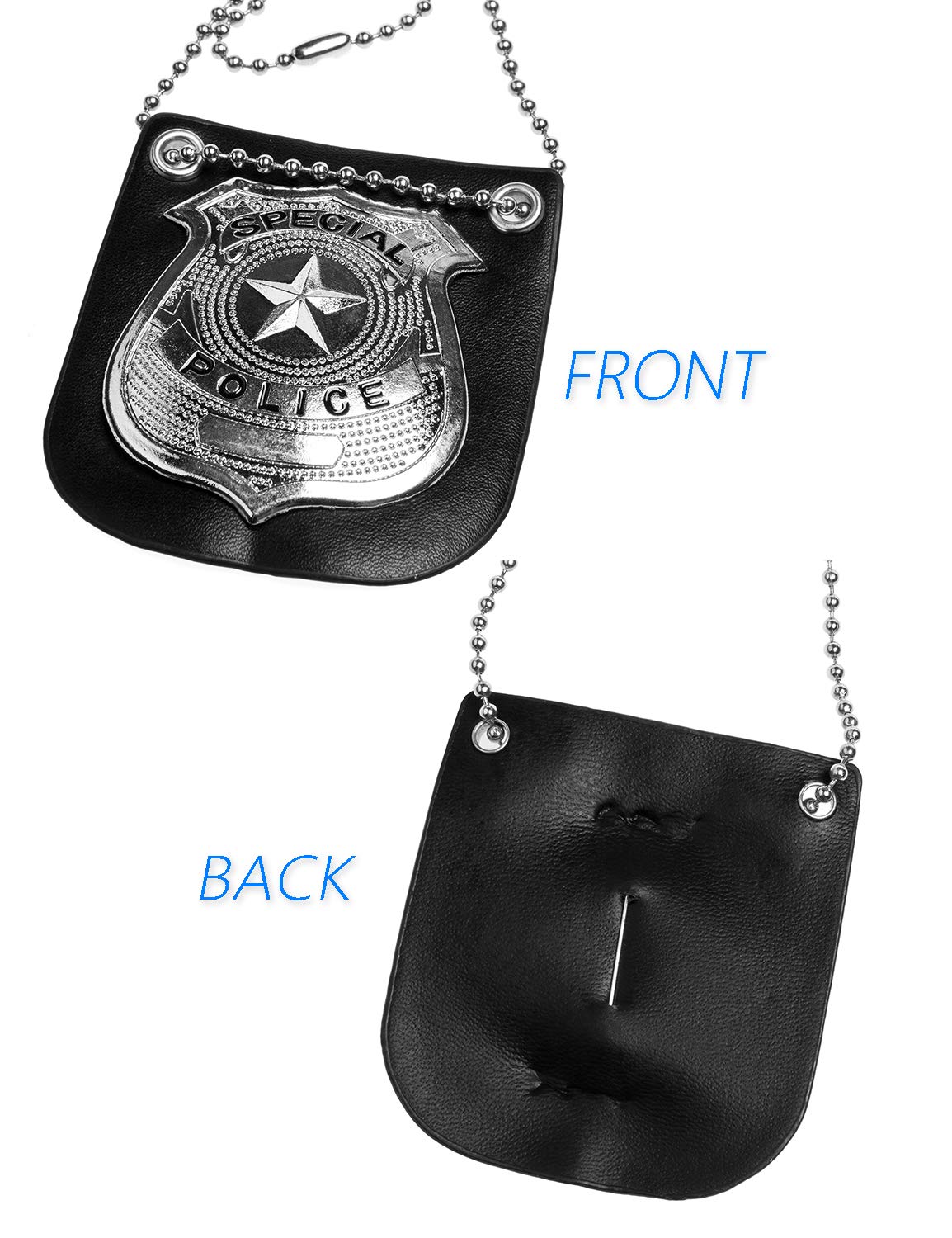 Joy Join Kids Police dress up Accessories Pretend Play Special Police Badge with Chain(Black)