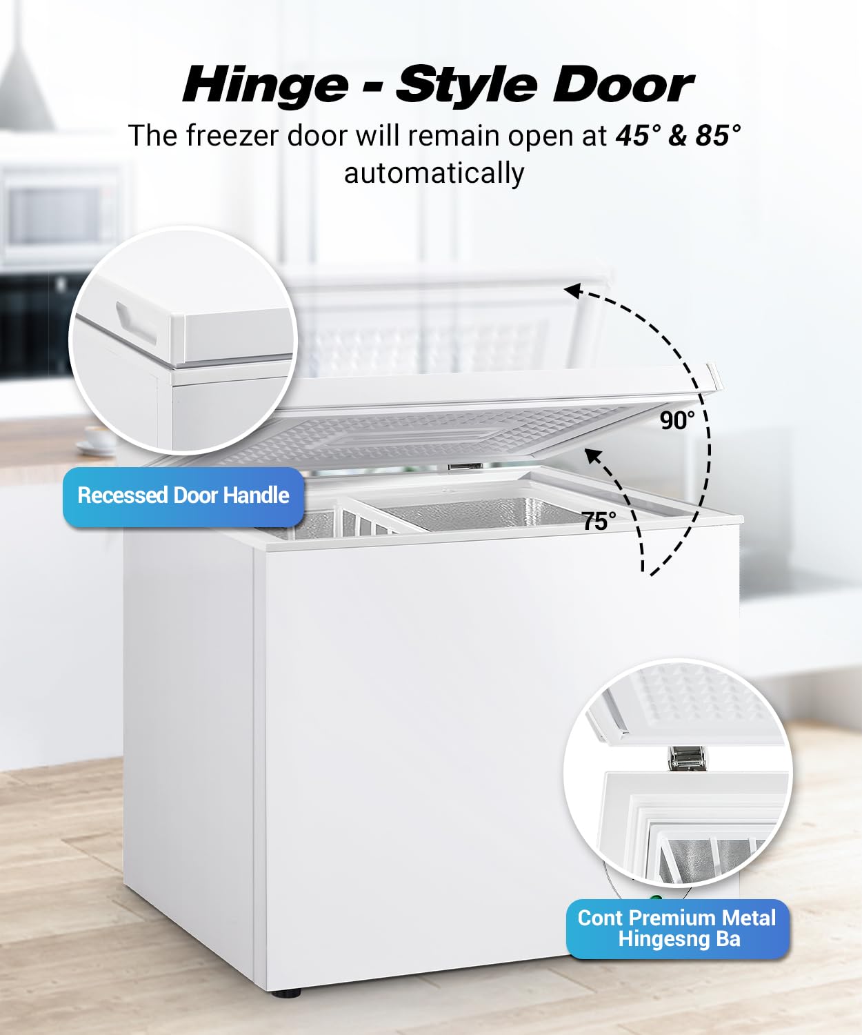 Chest Freezer 9.0 cu.ft Compact Freezer Top Door, White Deep Freezer Low Noise Manual defrost 7-grade Temperature Control with Removable Basket, Applicable to Kitchen Office Dorm