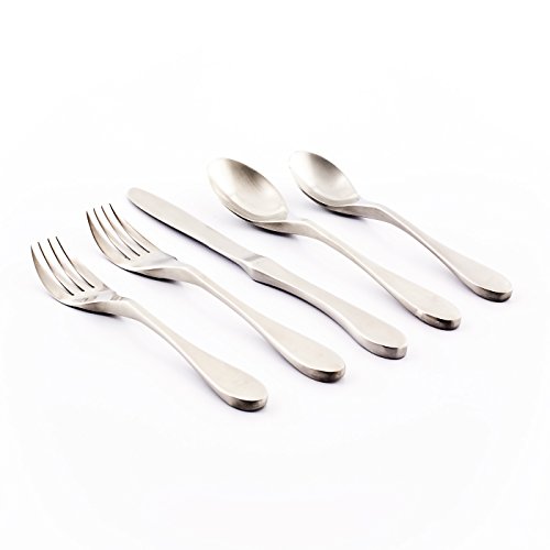 Knork Original Collection Cutlery Utensils 18/10 Stainless Steel Flatware Set, 20 Piece, Matte Silver