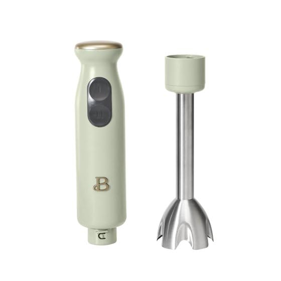 Beautiful 2-Speed Immersion Blender with Chopper & Measuring Cup, Sage Green by Drew Barrymore