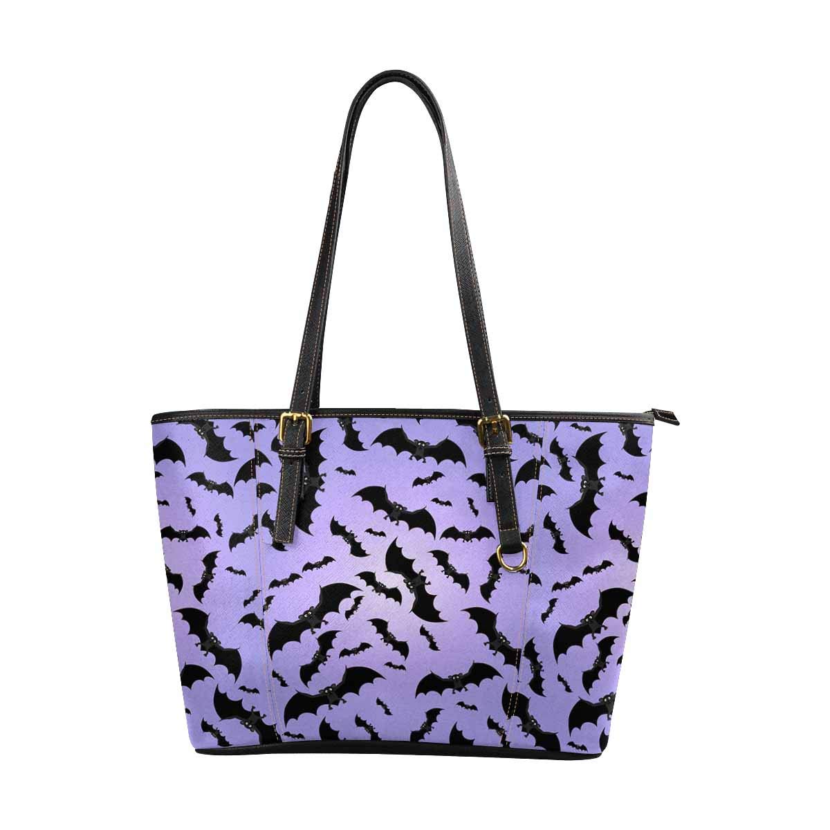 InterestPrint Women Tote Bags Top Handle Handbags PU Leather Purse Halloween Bats