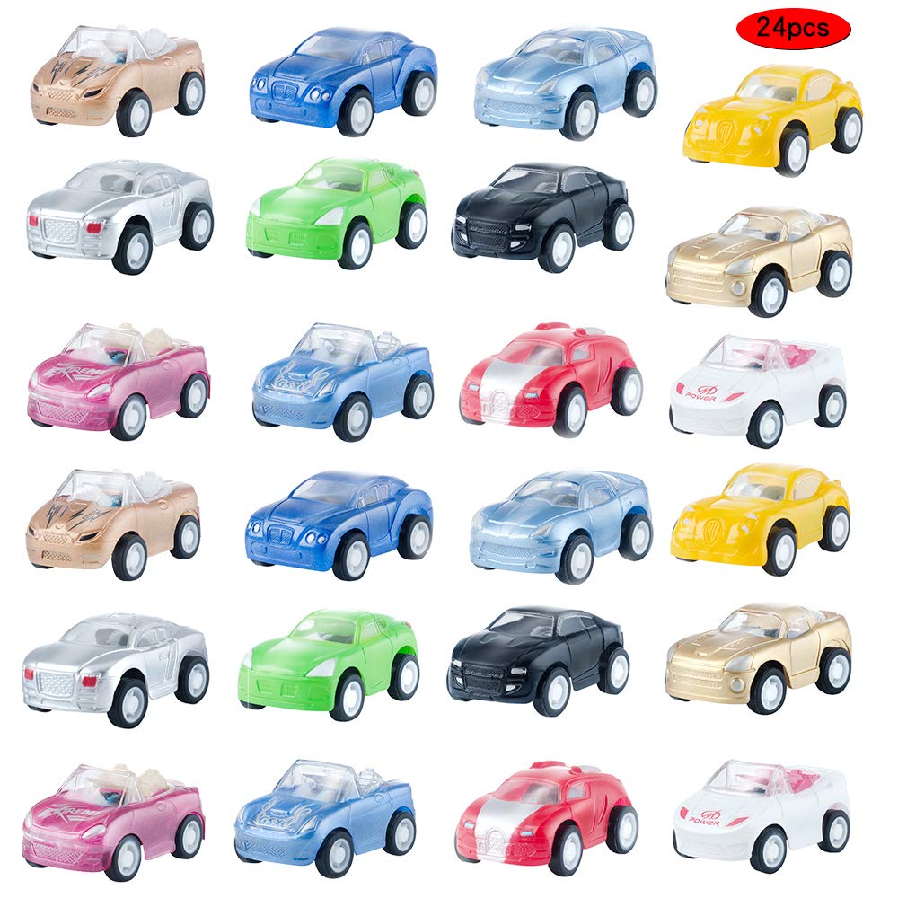 JOYIN Premium 24 Pcs Filled Easter Eggs with Toy Cars, 2.25β Bright Colorful Egg Prefilled with Pull Back Vehicles for Boys Kids Easter Eggs Hunt, Easter Basket Stuffers, Party Favors, Classroom Prize