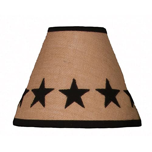 N?A Primitive Country Embroidered Black Star Vine Burlap Lamp Shade 10" Home and Garden Ornament