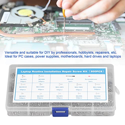 Computer Screw Assortment, Computer Screws Kit Standard Metric Tight Even Threads Replacement for Notebook for Serviceman(Silver)