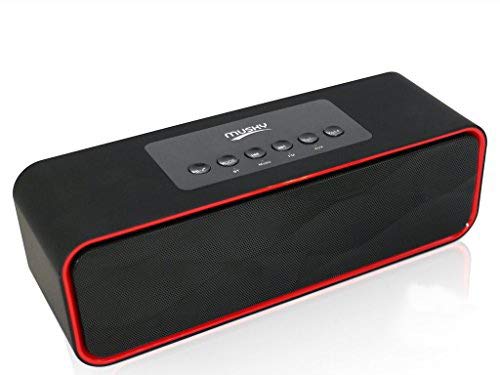 Portable Bluetooth Stereo Speaker, with 2x5W Acoustic Drivers, Dual Subwoofer, FM Radio, Handsfree Speakerphone, Slots for Micro SD Card, USB and AUX-in, for Smart Phone, MP3, MP4, iPad, Tablet