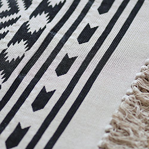 UKELER Laundry Room Runner Rug 2'x4' Cotton Washable Kitchen Rugs Black and White Front Door Mat Handmade Indoor Outdoor Rugs for Kitchen, Laundry, Bathroom, Doorway