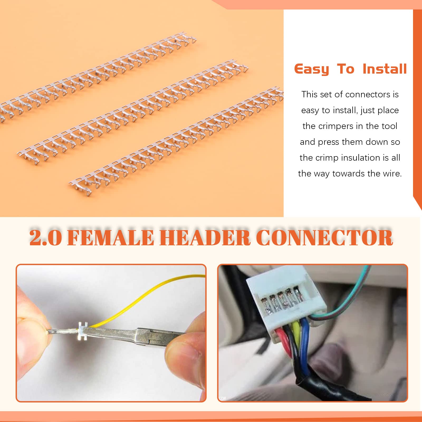Tanstic 440Pcs 2.54mm KF2510 Connector Kit Including 140Pcs 2.0mm Pitch 2/3/4/5/6/7/8/9/10 Pin Female and Male Housing Connector Adapter Plug and 300Pcs 2.0mm Pin Headers Terminals