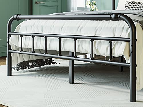FSCHOS Full-Size-Bed-Frame-with-Headboard and Footboard, 18 Inch Metal Platform , Premium Steel Heavy Duty Bed Frame Full No Box Spring Needed, Easy Assembly, Black