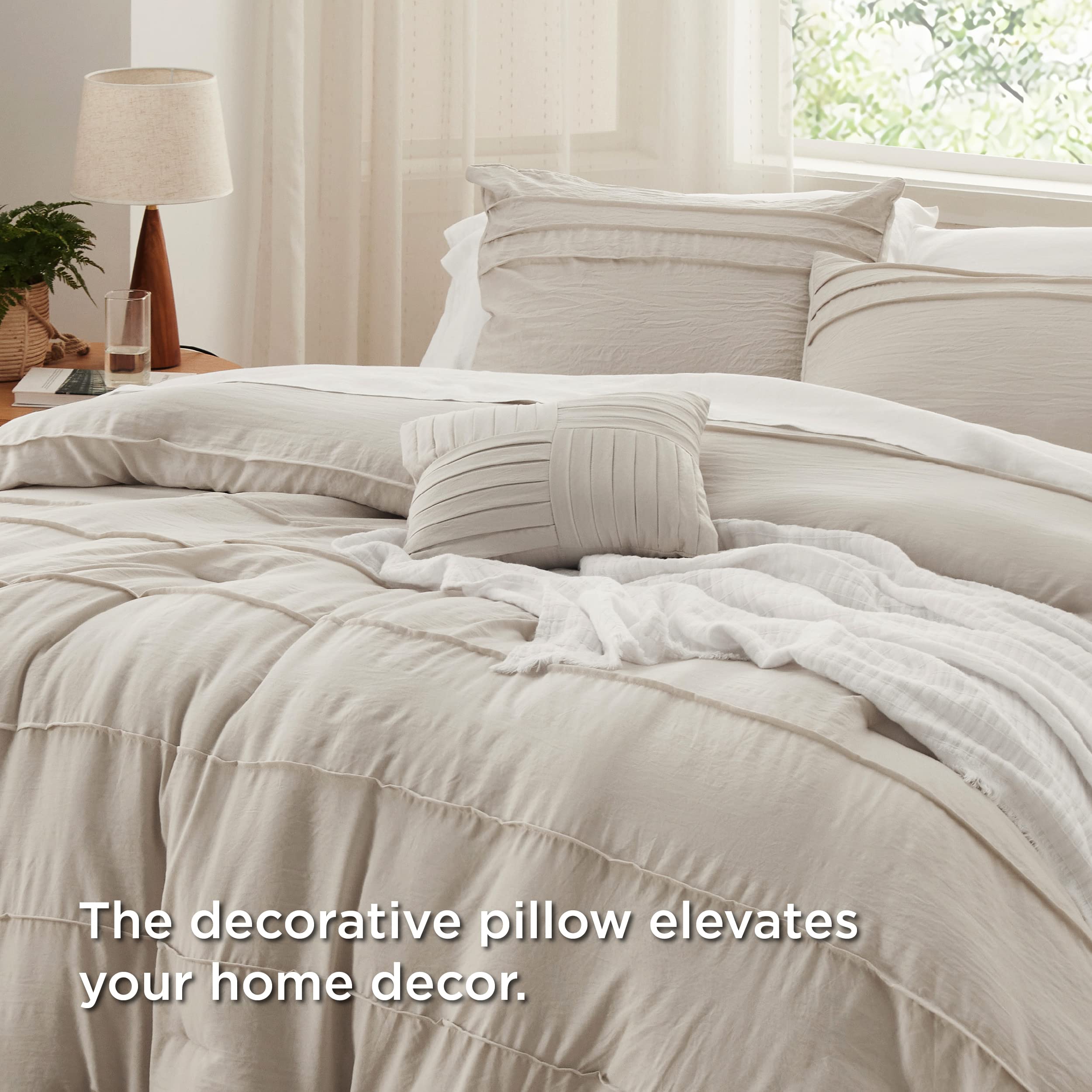 Bedsure Yellow Queen Comforter Set - 4 Pieces Pinch Pleat Bed Set, Down Alternative Bedding Sets for All Season, 1 Comforter, 2 Pillowcases, 1 Decorative Pillow