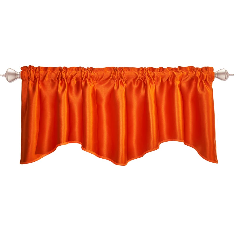 Blackout Window Valance for Kitchen Solid Rod Pocket Scalloped Valance Short Curtain 52 x 18 Inch Beige 1 Panel