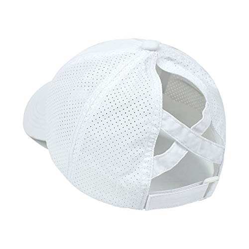 Bonvince Womens Criss Cross Ponytail Hat Quick Drying Baseball Cap Sun Hats UV Protection Sport Hat Black/White