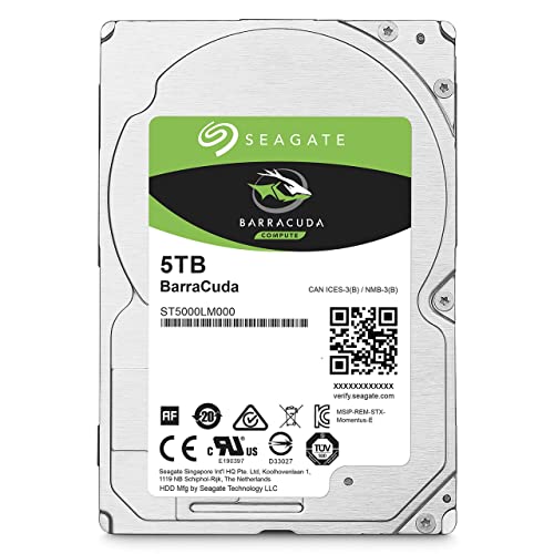 SAEGATE BarraCuda Internal Hard Drive 5TB SATA 6Gb/s 128MB Cache 2.5-Inch 15mm (ST5000LM000) (Renewed)