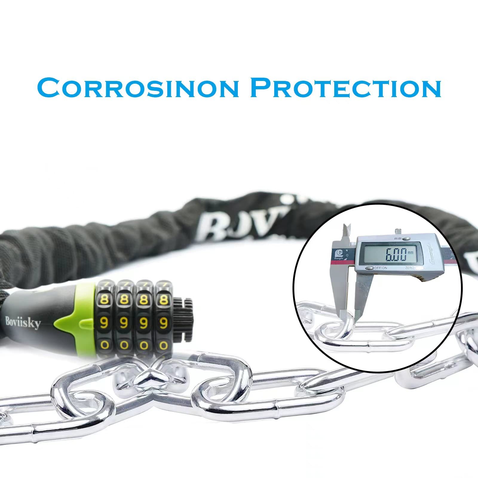 Boviisky Bike Chain Lock, 4 Digit Resettable Combination Heavy Duty Bicycle Chain Lock,3 Feet Long.
