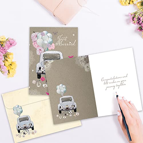 Tree-Free Greetings Wedding Greeting Cards Assortment - 4 Unique Congratulations Designs - Pack of 8 Individual Cards + Matching Envelopes, 5" x 7" (GA31462)