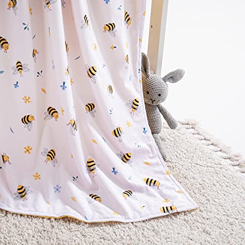 QSTEHEML Baby Blankets Super Soft for Boys, Minky Lightweight Blanket with Double Layer Unisex Newborn Personalized Travel Blanket for Toddler Nursery,Yellow Bee, 30X40 Inches