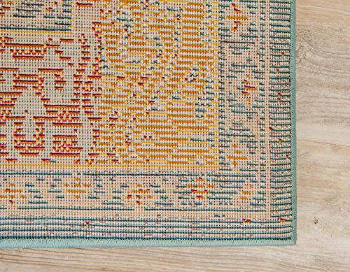 Unique Loom Vita Collection Bright Over-Dyed Traditional Vintage Area Rug, 8 ft x 10 ft, Blue/Orange
