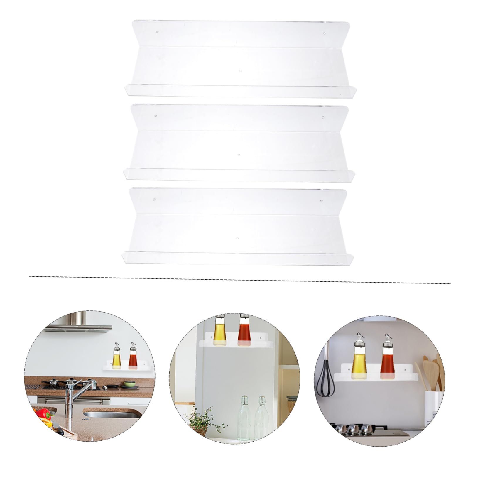 Cabilock 3pcs Shelf Wall Mounted Acrylic Rack Storage -Mounted Mounted Hanging Rack