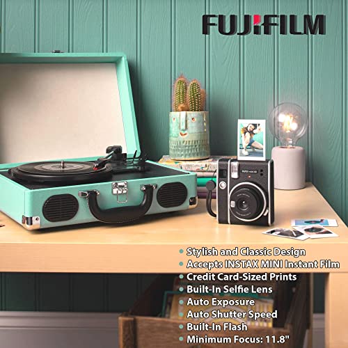 Fujifilm Instax Mini 40 Instant Camera Black+ Fujifilm Instax Mini Twin Pack Instant Film 2 Packs (Total 40 Sheets)- Instant Camera Great Value Bundle!