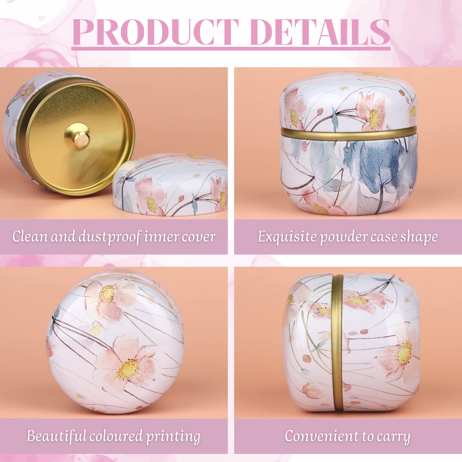 Body Powder Container with Powder Puff, Baby Women Powder Puff Container for Dusting Powder, Bath, Travel (Princess)