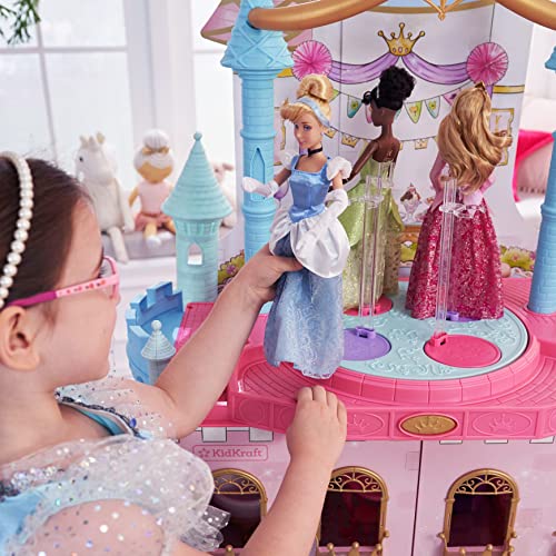 KidKraft Disney Princess Dance & Dream Wooden Dollhouse, Over 4-Feet Tall, Includes Sounds, Spinning Dance Floor and 20 Play Pieces, Gift for Ages 3