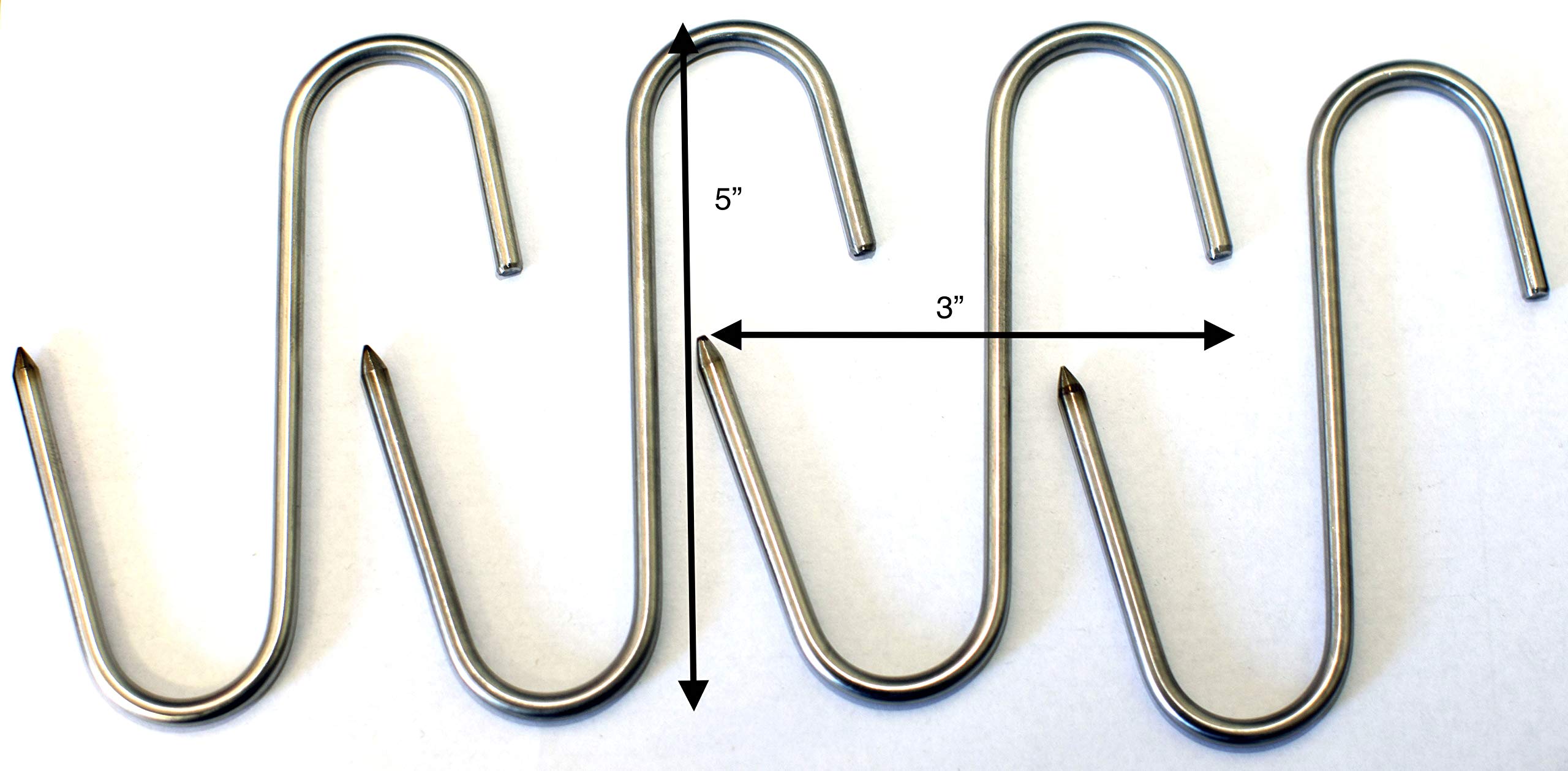 RiversEdge Products Stainless Meat Hooks, Smoker Hook, 5", 4 Pack