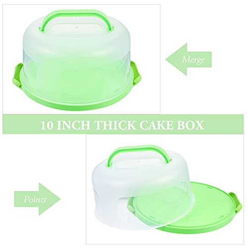 Hemoton Mini Cake Box Green Clear Cake Dome Boxes Cake Containers Carriers Cake Boards Individual Plastic Cake Pastries Muffin Cups Case Holder Containers for Dessert Cupcake 10 Inches Cake Keeper