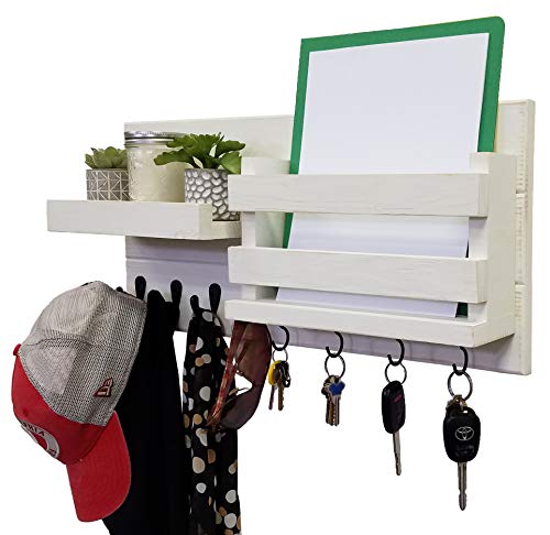 Restyled Farmhouse Mail Organizer with Hooks, 20 Paint Colors - Mail Holder for Wall, Key and Mail Holder for Wall, Mail Sorter, Mail Storage, Mail Holder, Key Organizer, Folder, HANDMADE IN THE USA